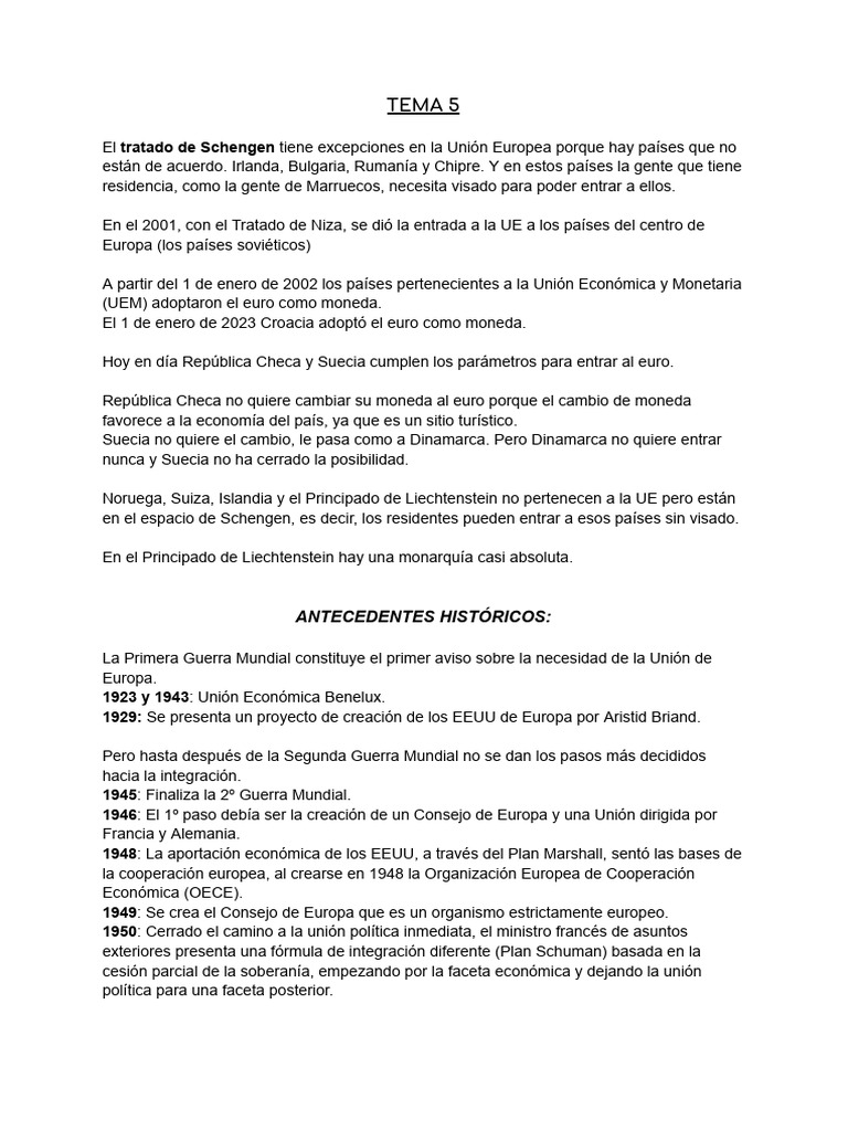 Tema 5 - La Union Europea | PDF | Parlamento Europeo | Política mundial