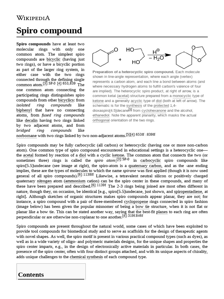 Spiro Compound | PDF | Organic Chemistry | Chemistry