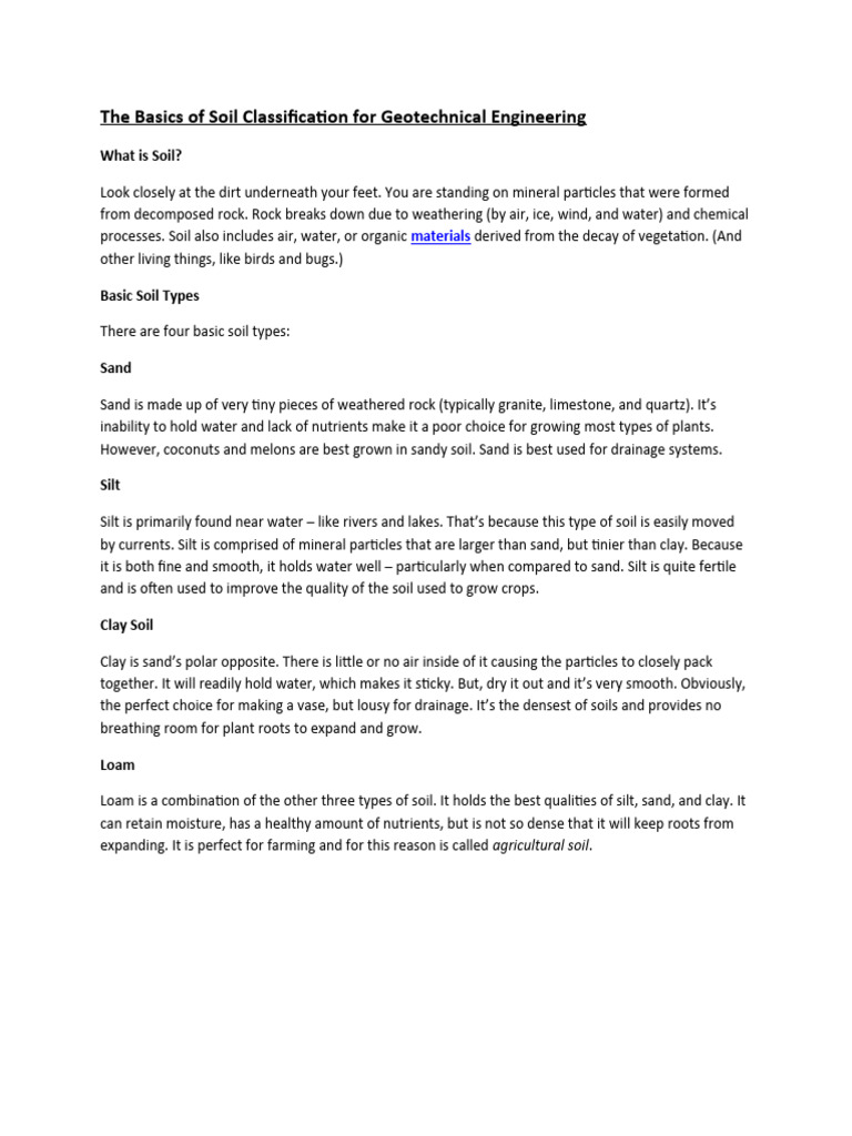 The Basics of Soil Classification For Geotechnical Engineering | PDF ...