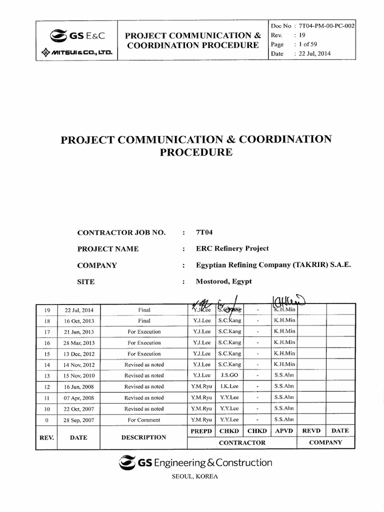 Project Commuincation Ú Coordination Procedure - R - 19 - Final | PDF