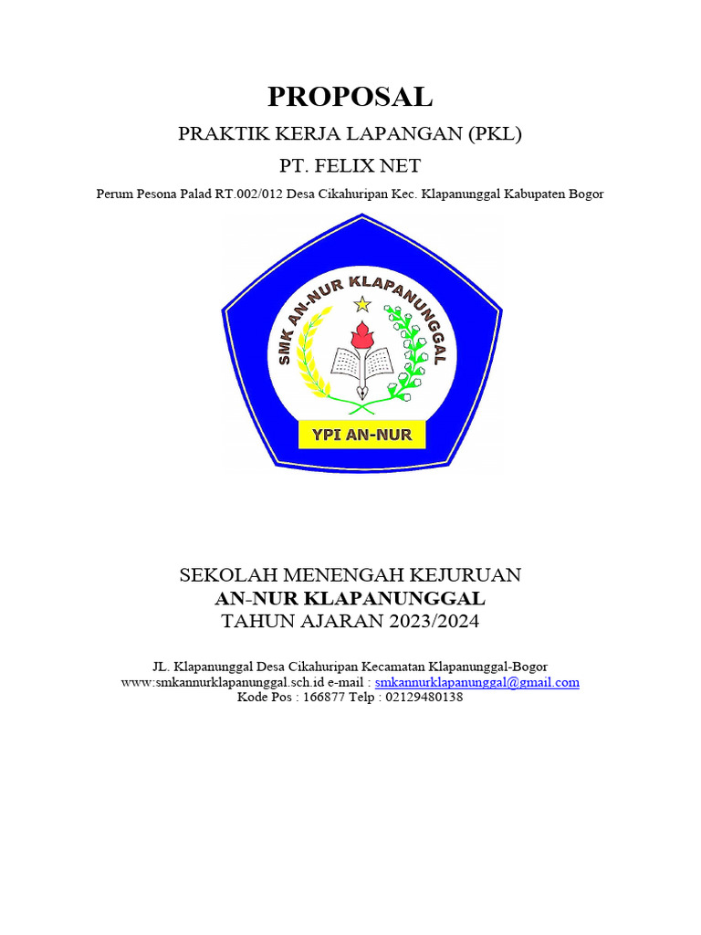 Proposal PKL SMK An-Nur di PT. Felix Net | PDF