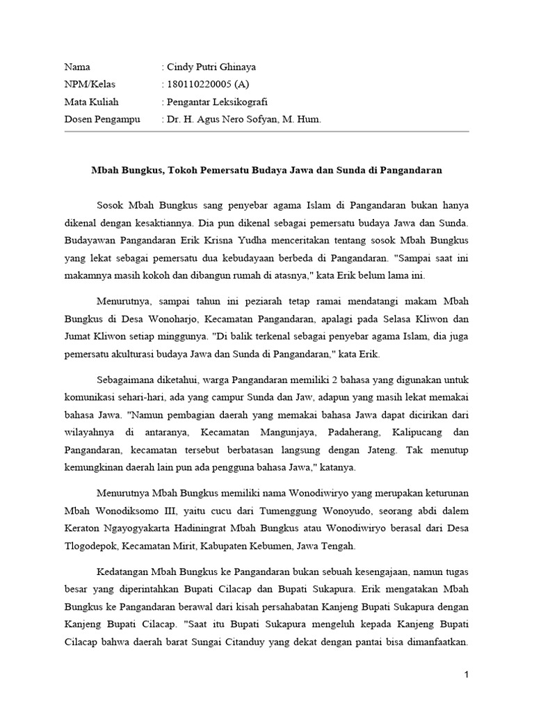 Cindy Putri - Artikel Budaya - Leksikografi | PDF | Ilmu Sosial