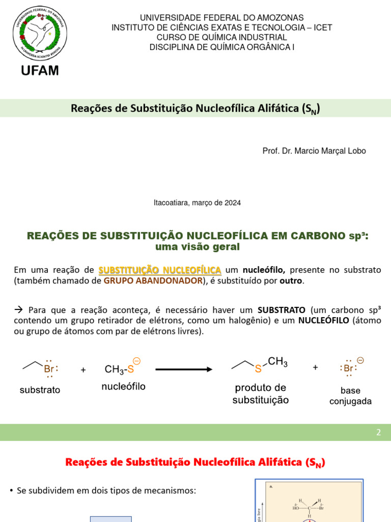 Aula 11 - Substituição Nucleofílica Alifática | PDF | Química | Química ...