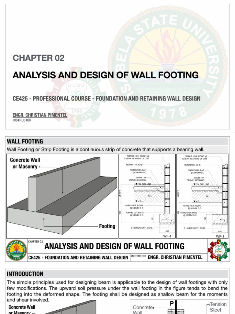 Chapter 02-Analysis and Design of Wall Footing | PDF | Foundation ...