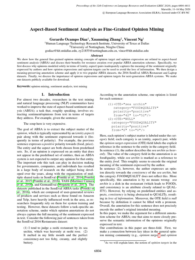 Aspect-Based Sentiment Analysis As Fine-Grained Opinion Mining | PDF | Adverb | Adjective