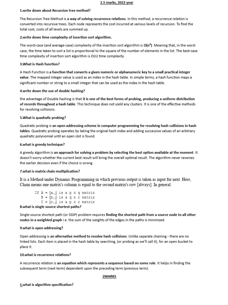 6th Sem Algorithm C 14 Answer Pdf Time Complexity Dynamic Programming 4164