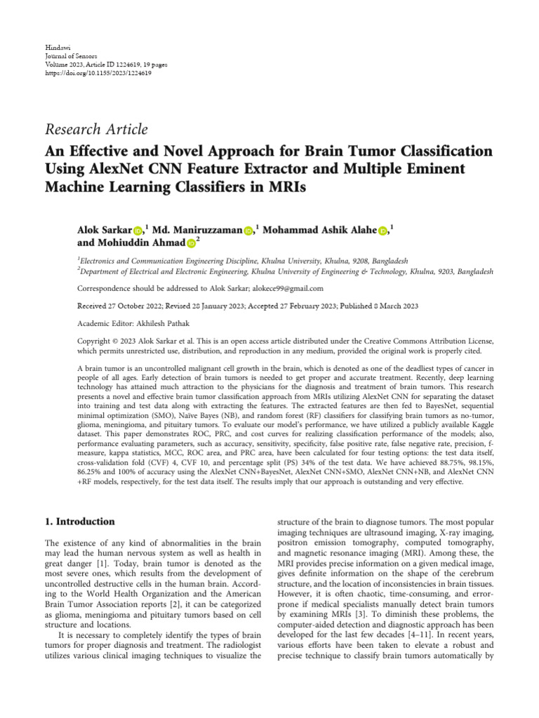 An Effective and Novel Approach For Brain Tumor CL | PDF | Medical ...