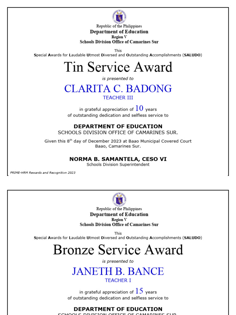 2022-Service-Award-Certificate-Template BADISTEA | PDF | Southeast Asia ...