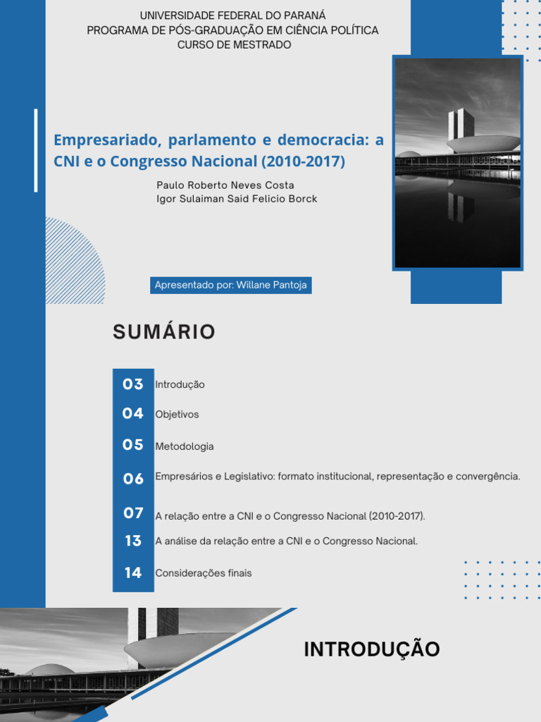 CNI e Congresso: Relações 2010-2017 | PDF | Brasil | Democracia