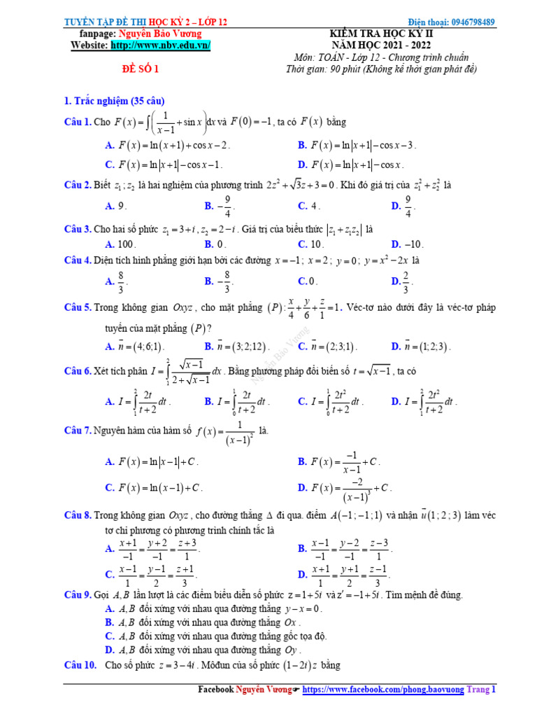 NBV 12 ĐỀ THI HK2 LỚP 12 THEO MA TRẬN CHUNG CỦA BỘ NĂM 2021 2022 | PDF