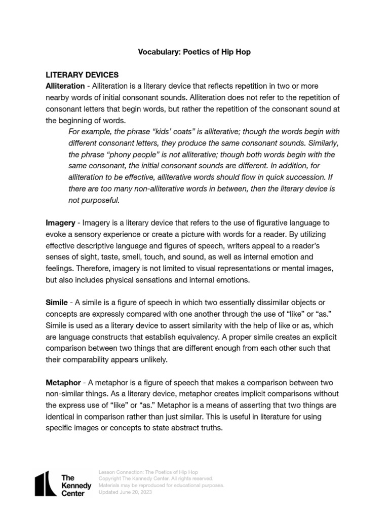 Vocabulary - Poetics of Hip Hop | PDF | Tempo | Metre (Poetry)