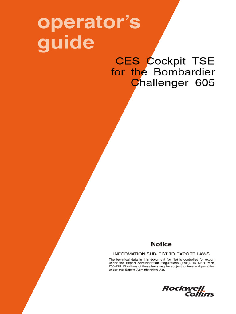 RC - CES-605 Cockpit TSE Operators Guide - 523-0809061 - Edn 1 | PDF | Menu (Computing) | Cockpit