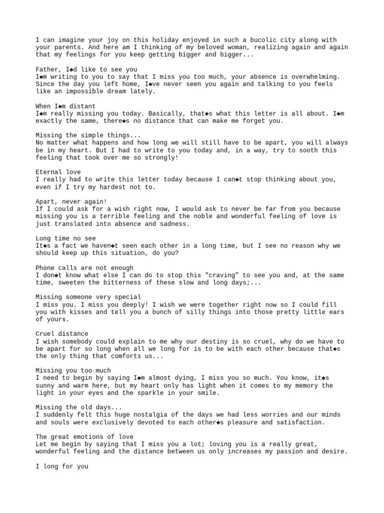 Miss You Messages Pdf Feeling