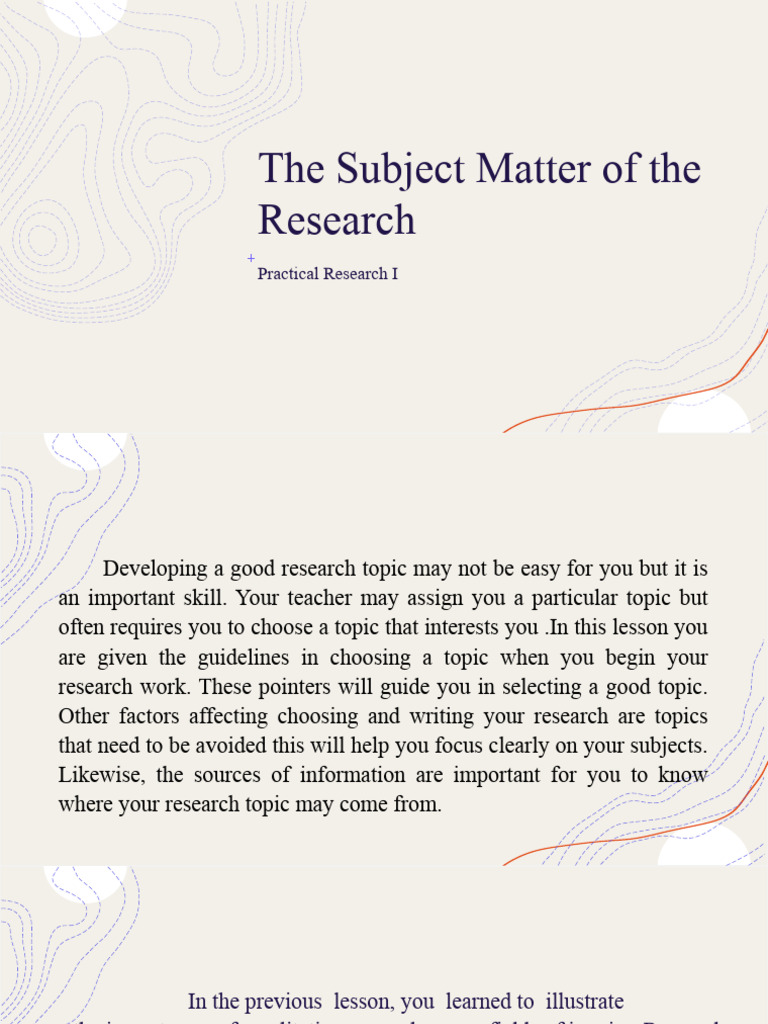 The Subject Matter of Research | PDF | Cognition | Science