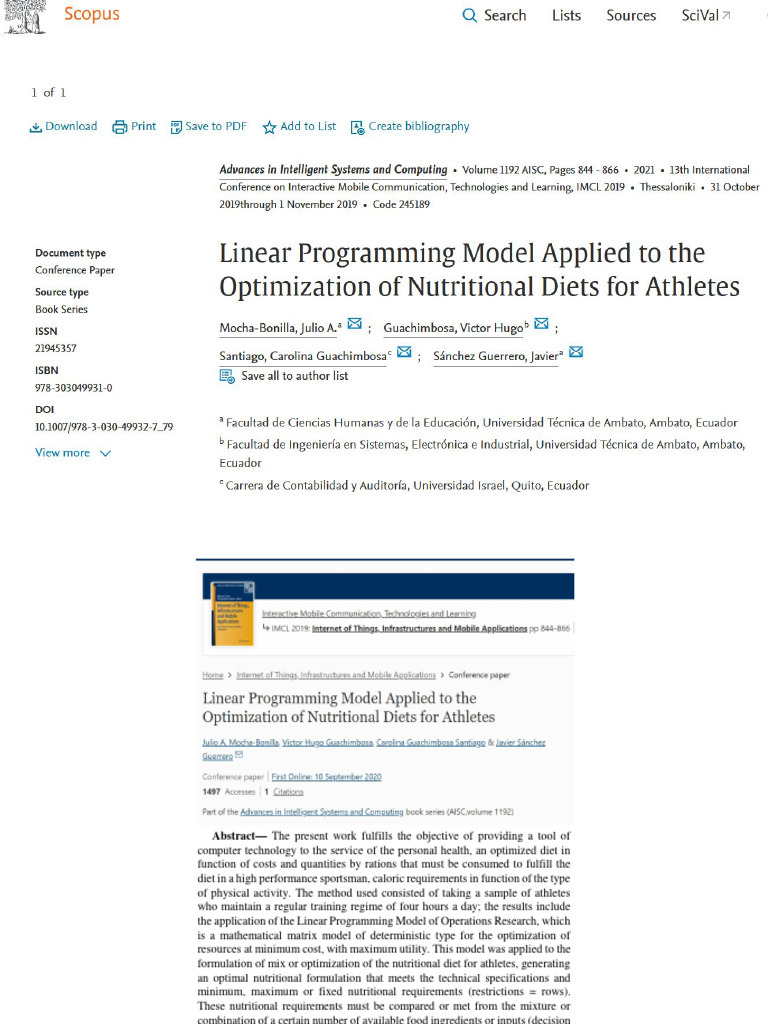 UTA. FISEI. IO. Artículo Científico Aplicación Modelo Programación Lineal. Formulación Mezcla ...