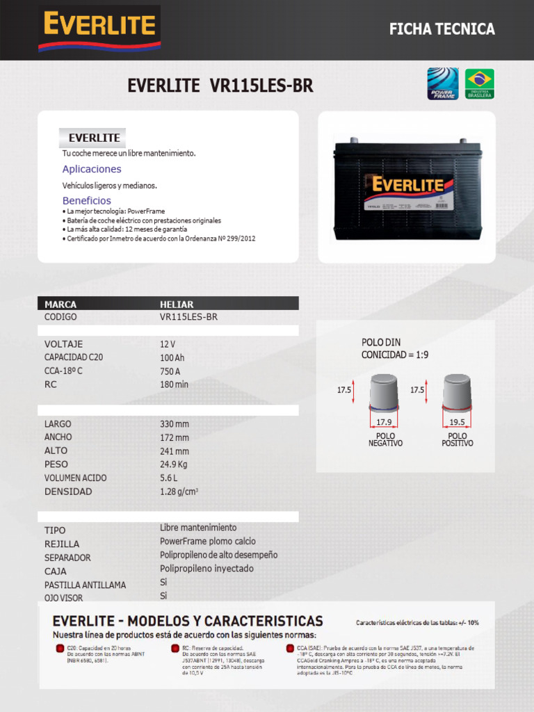 Fichas Tecnicas - Everlite VR115LES-BR | PDF