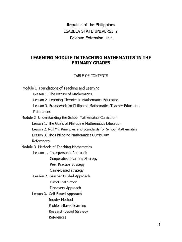 Teaching Mathematics in Primary Grades | PDF | Learning | Learning ...