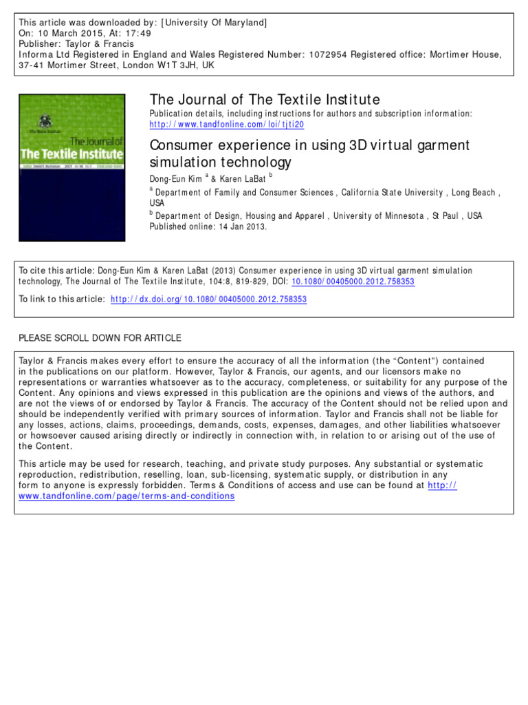 3D Virtual Garment Simulation Insights | PDF | Simulation | 3 D ...