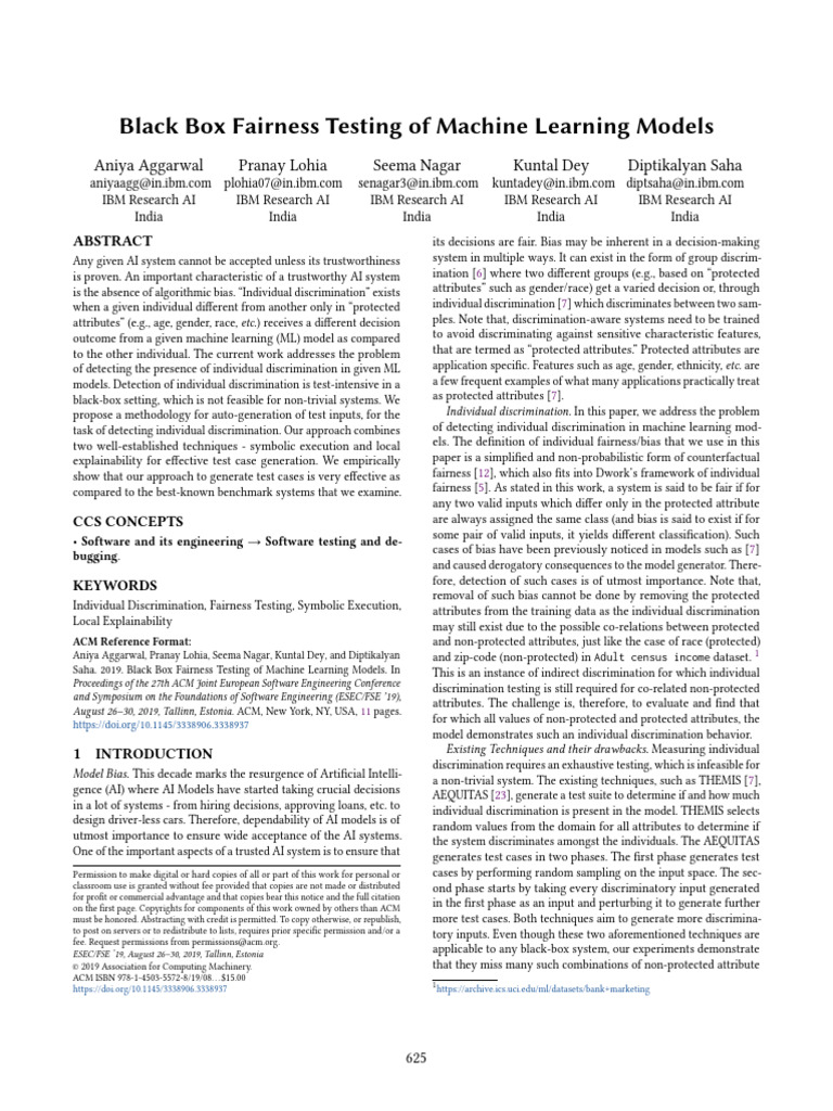 Black Box Fairness Testing of Machine Learning Models | PDF ...