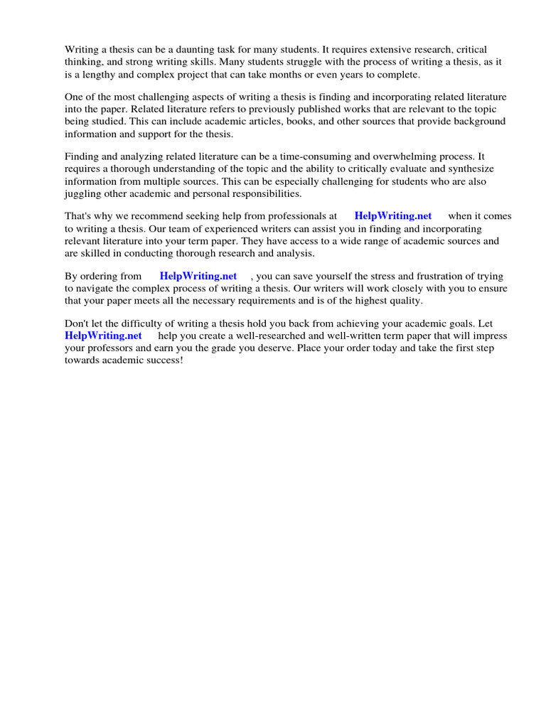 Example of Related Literature in Term Paper | PDF | Essays | Academic ...