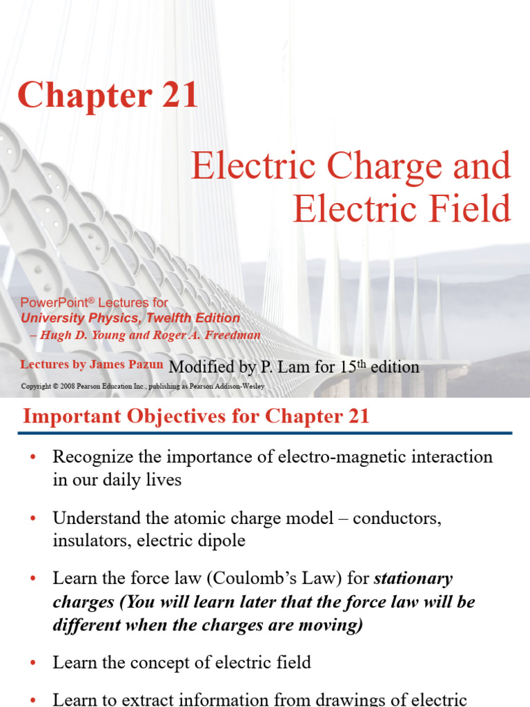 21 Lecture Lam New | PDF | Electric Field | Force
