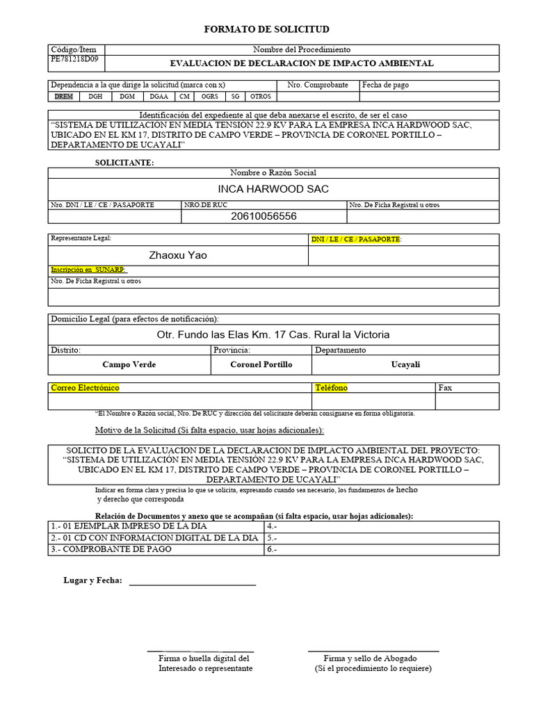 FORMATO DE SOLICITUD | PDF | Documento de identidad