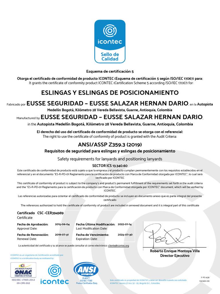 3 ANSI-ASSP Z359-3 Eslingas Posicionamiento Restriccion | PDF | Escalada de roca
