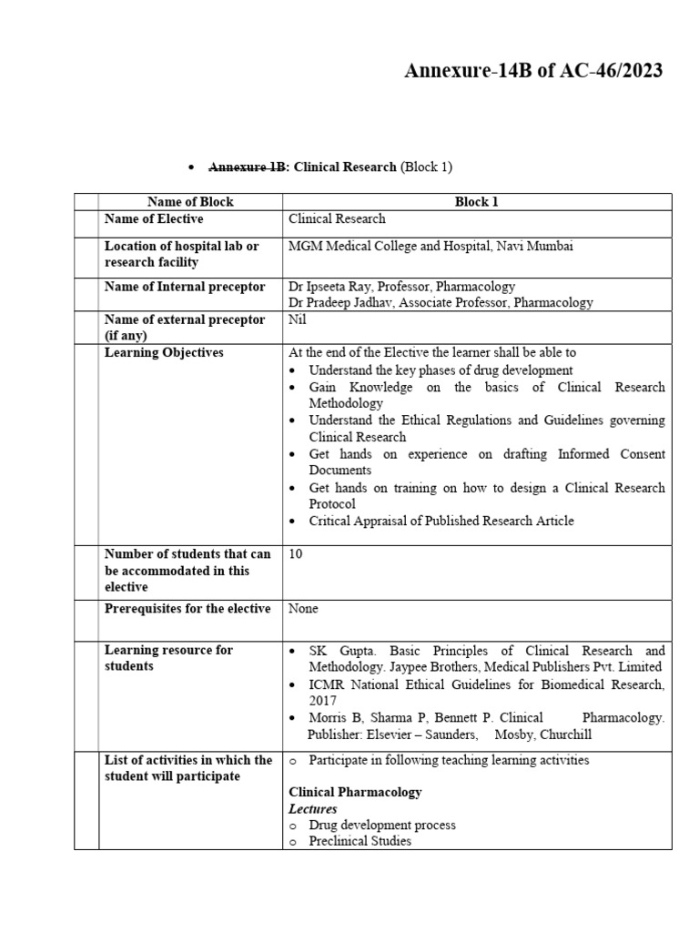 Clinical Research Elective Overview | PDF | Clinical Trial | Informed ...