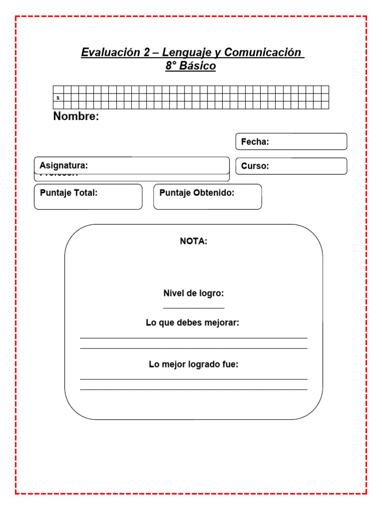 Evaluación 2 - Lenguaje y Comunicación - 8° Básico | PDF | Amor