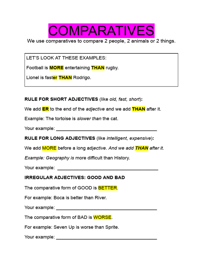 Comparatives Superlatives - Writing | PDF | Adjective