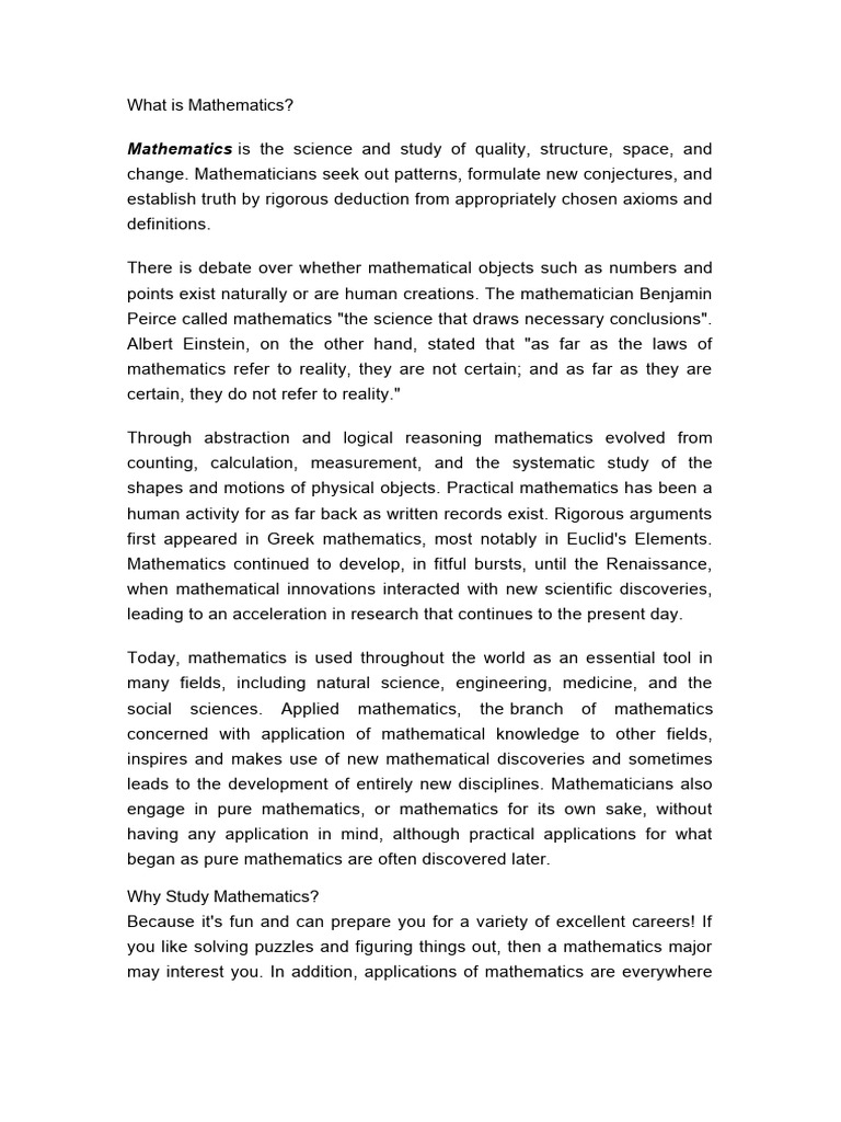 Mathematics Notes Pdf Mathematics Science