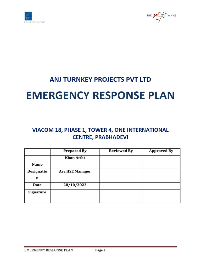 RLL-ANJ-Emergency Response Plan1 | PDF | Tropical Cyclones | Emergency Management