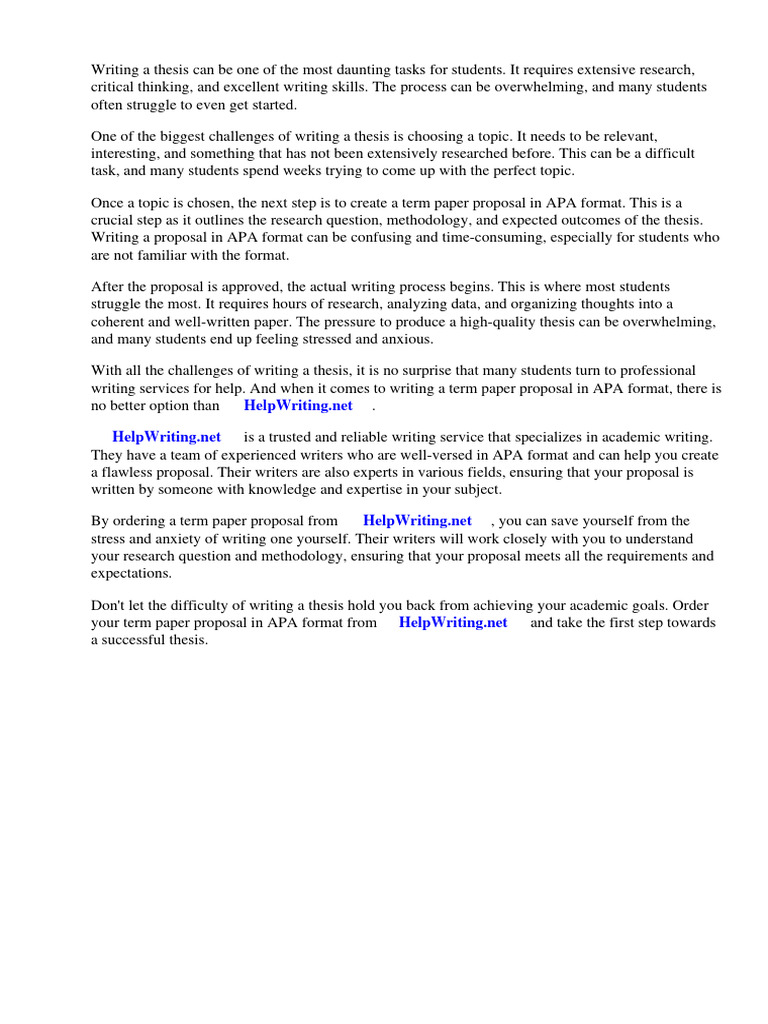 Term Paper Proposal Apa Format | PDF | Thesis | Typefaces