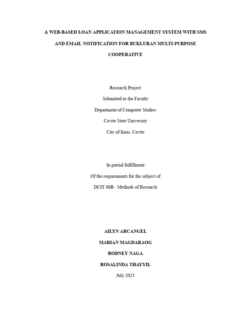 A Web Based Loan Application Management System With SMS and Email Notifications 1 | PDF | World ...