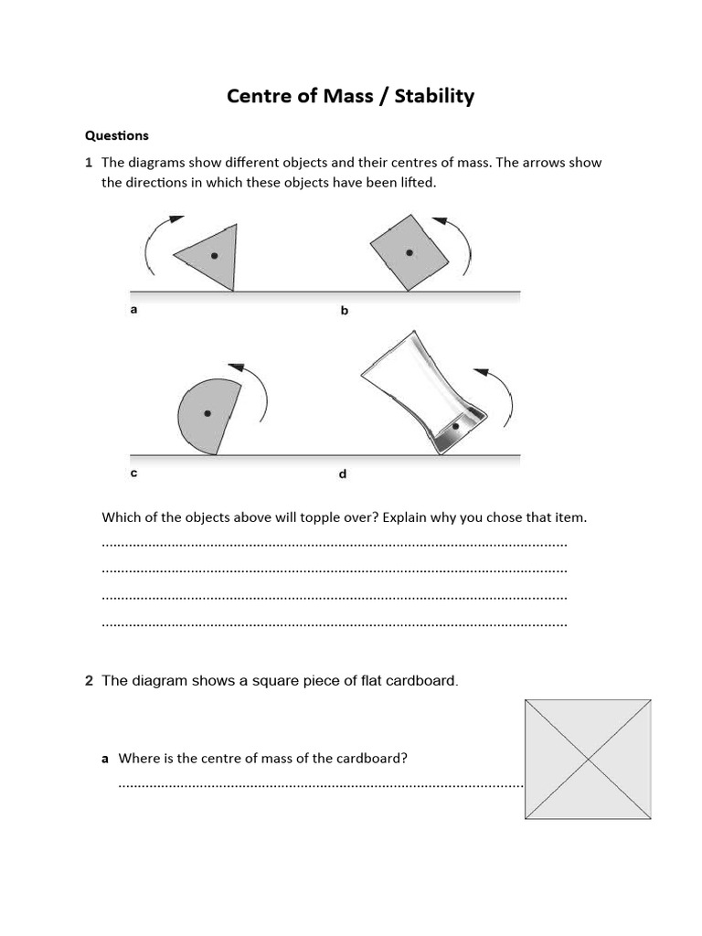Stability Exam Questions Toppling | PDF | Center Of Mass | Mass