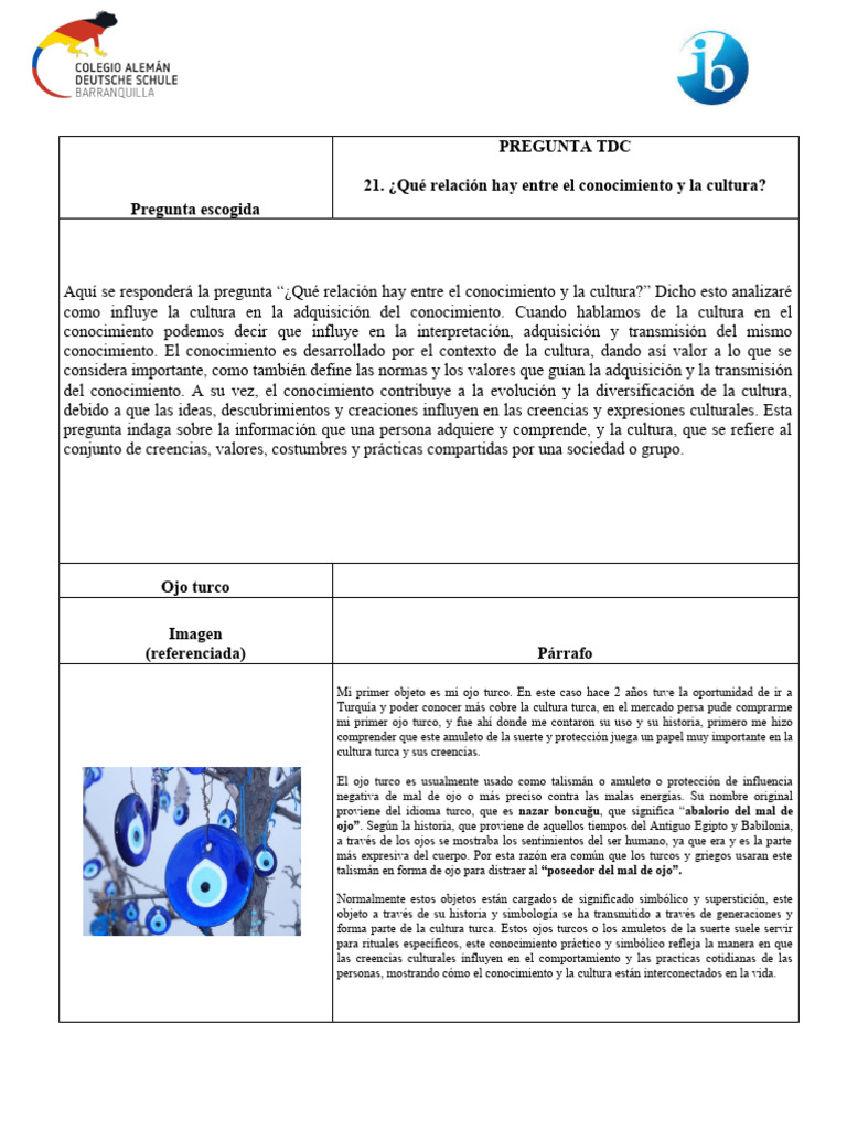 pregunta y objetos tdc | PDF | Conocimiento | Amuleto