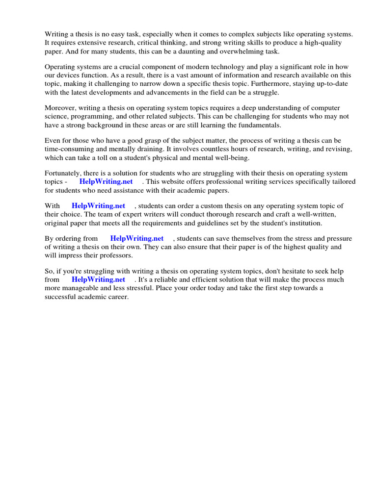 Term Paper Topics in Operating System | PDF | Operating System ...