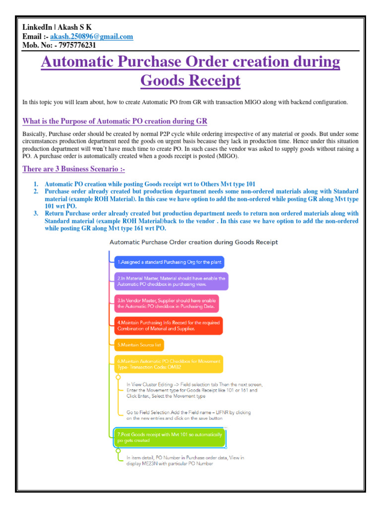 Automatic Purchase Order Creation During Goods Receipt 1707405037 | PDF ...