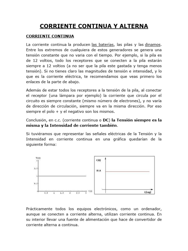 Corriente Continua vs. Alterna: Claves Esenciales | PDF | Corriente ...