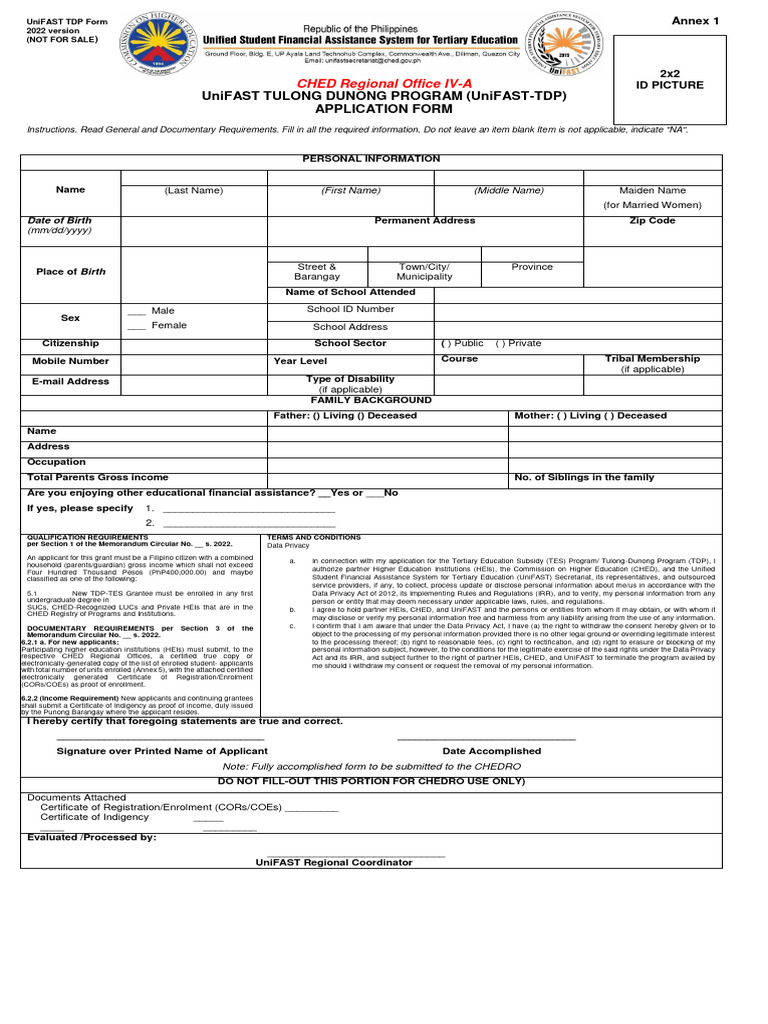 Annex 1 TDP Application Form | Download Free PDF | Justice | Crime ...