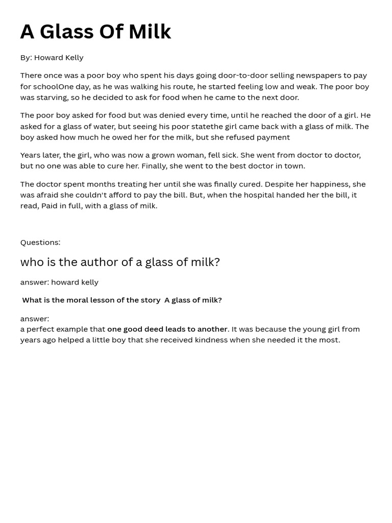 A Glass of Milk | PDF