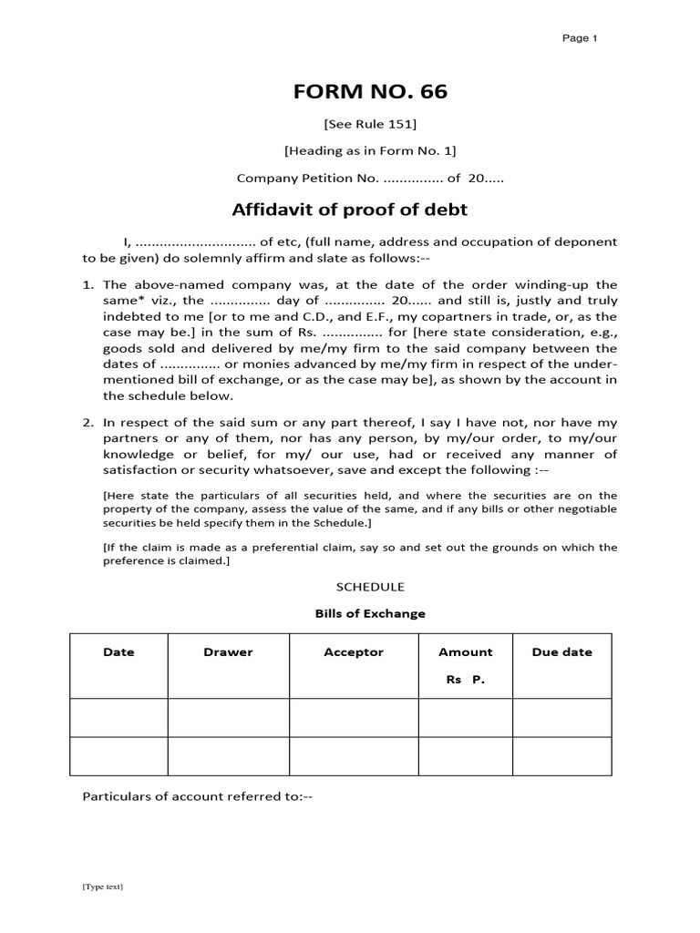 form66 | PDF | Affidavit | Liquidation