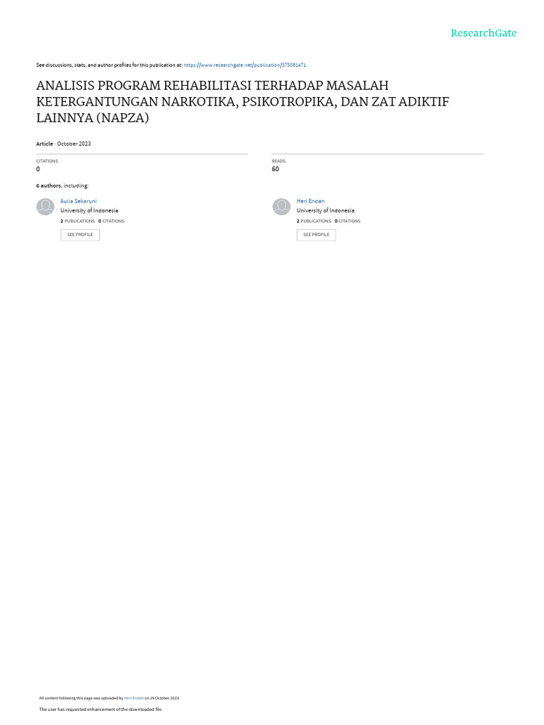 Analisis Program Rehabilitasi Terhadap Masalah Ketergantungan Narkotika, Psikotropika, Dan Zat ...