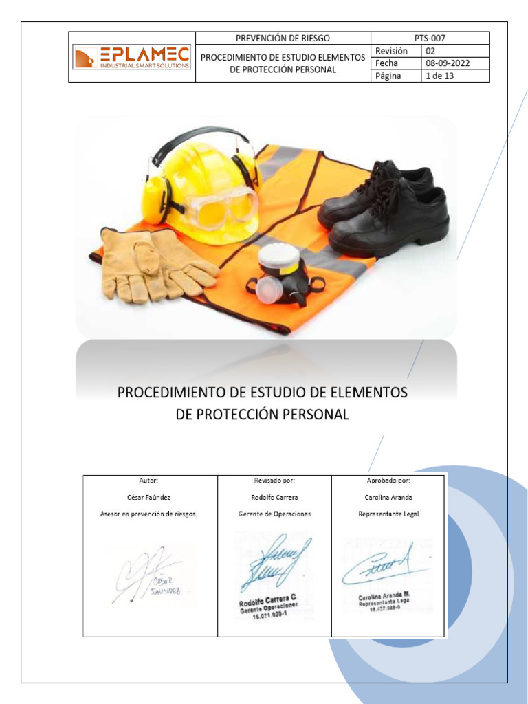 Procedimiento EPP para EPLAMEC | PDF | Guante