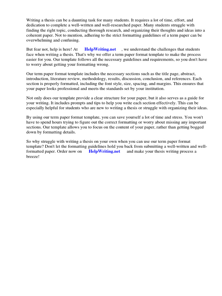 Term Paper Format Template | PDF | Essays | Citation