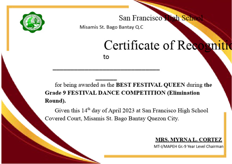Festival Dance Certificate Special Awards | PDF