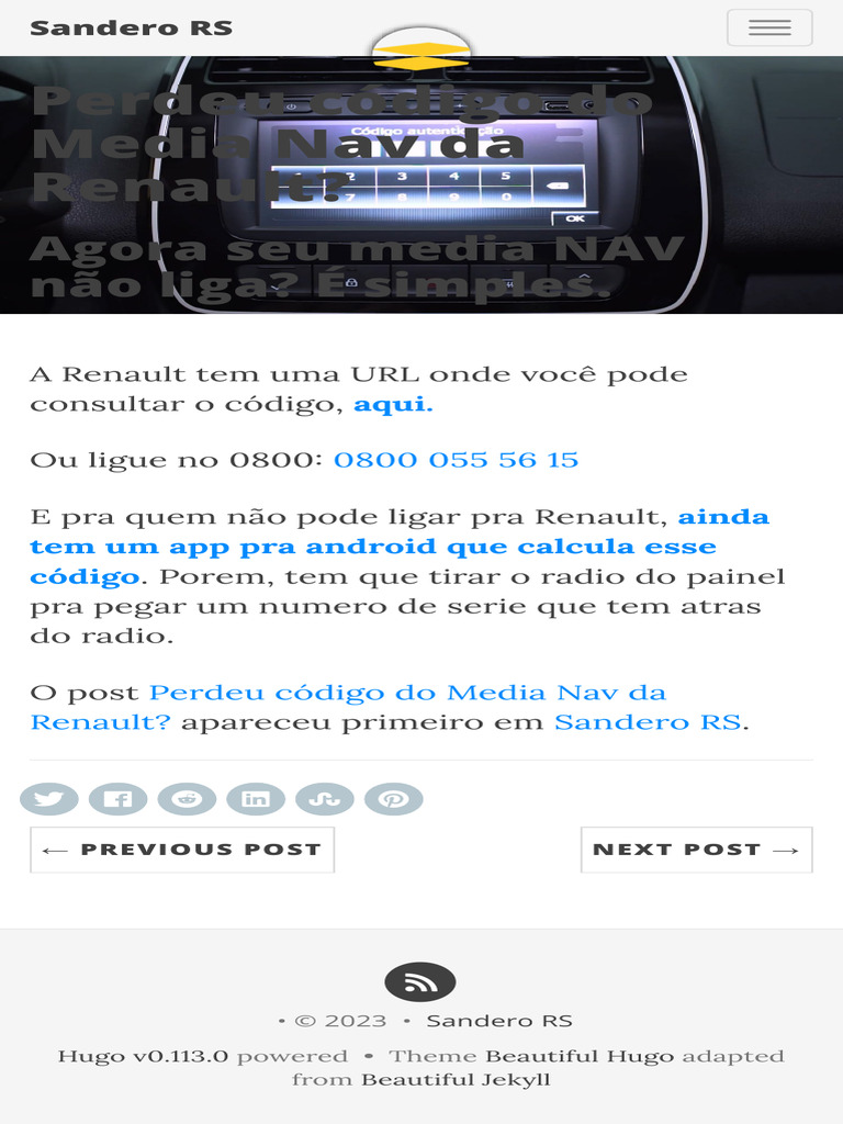 Recuperação do Código Media Nav Renault | PDF