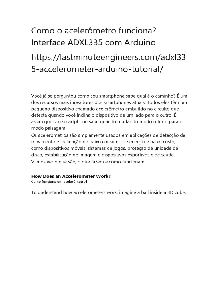 Adxl335 Accelerometer Interfacing With Arduino 2 Download Grátis Pdf Acelerômetro Arduino 