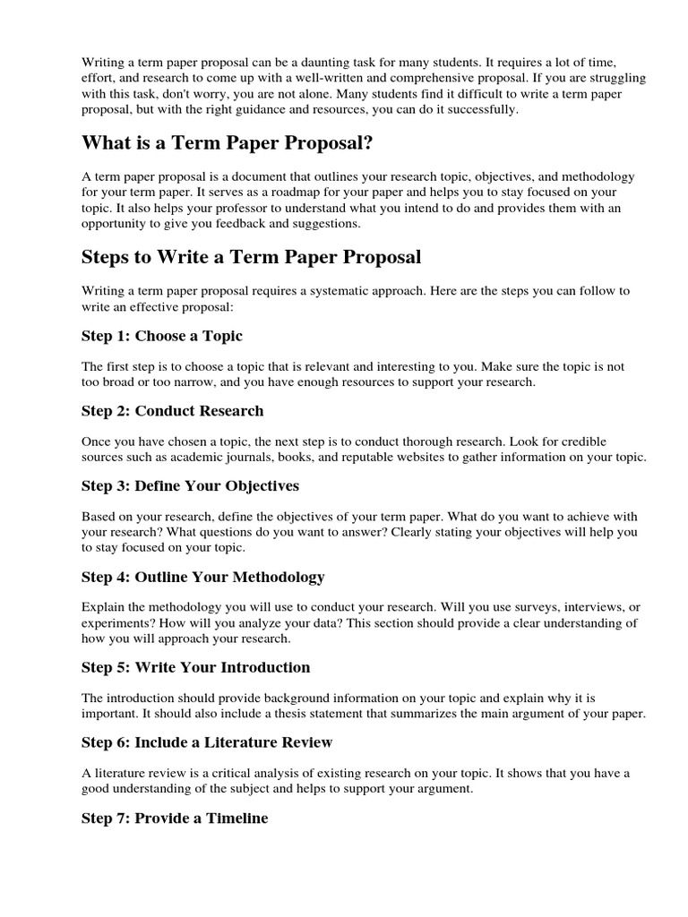 How To Do A Term Paper Proposal | PDF | Essays | File Format