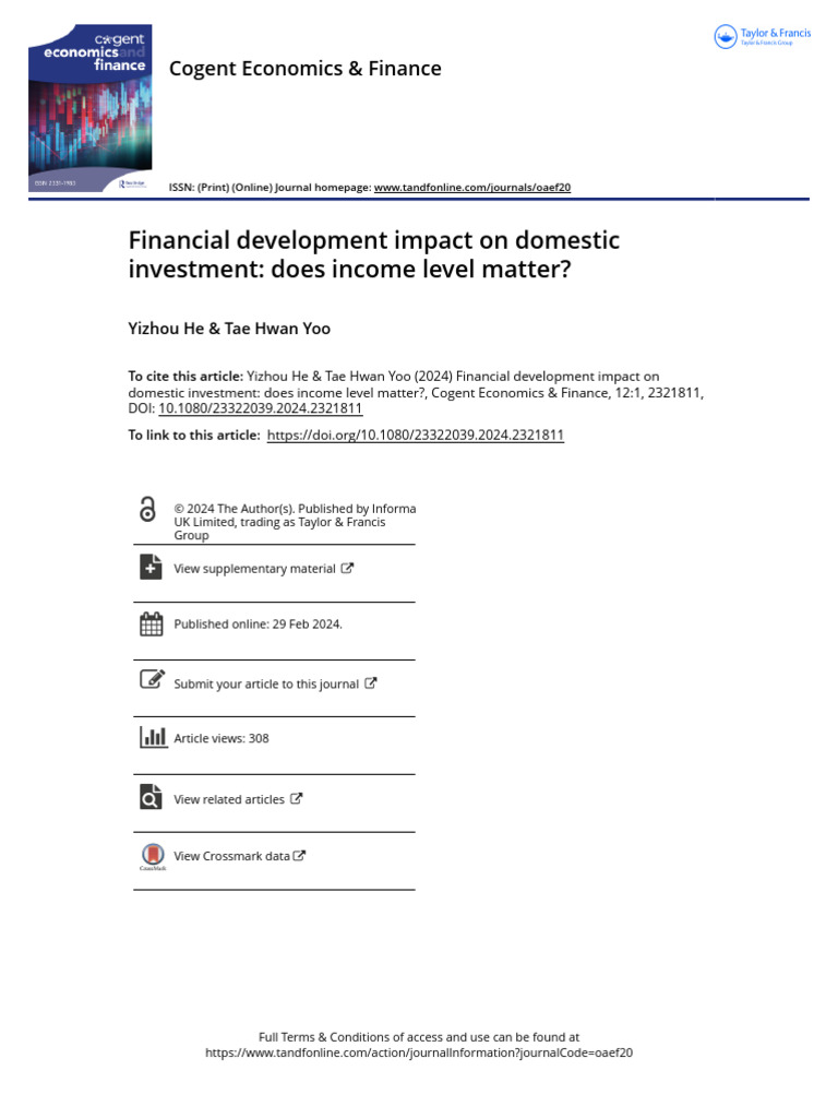 Financial Development's Impact on Investment | PDF | Gross Domestic ...